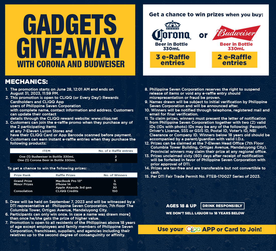 7-Eleven | Gadgets Giveaway with Corona and Budweiser
